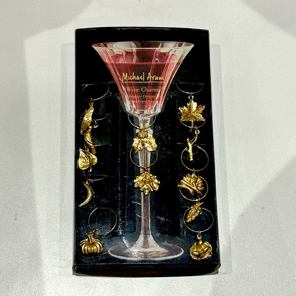 Michael Aram | Dining | Michael Aram Gold Leaf Wine Charm Set | Poshmark